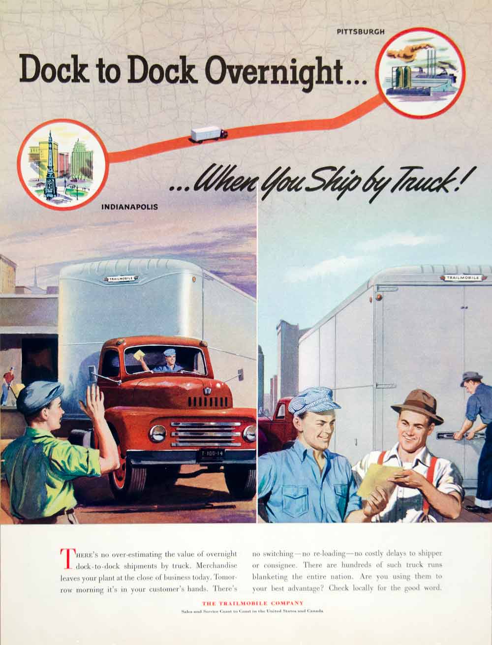 1951 Ad Trailmobile Truck Transportation Shipping Indianapolis Pittsbu ...