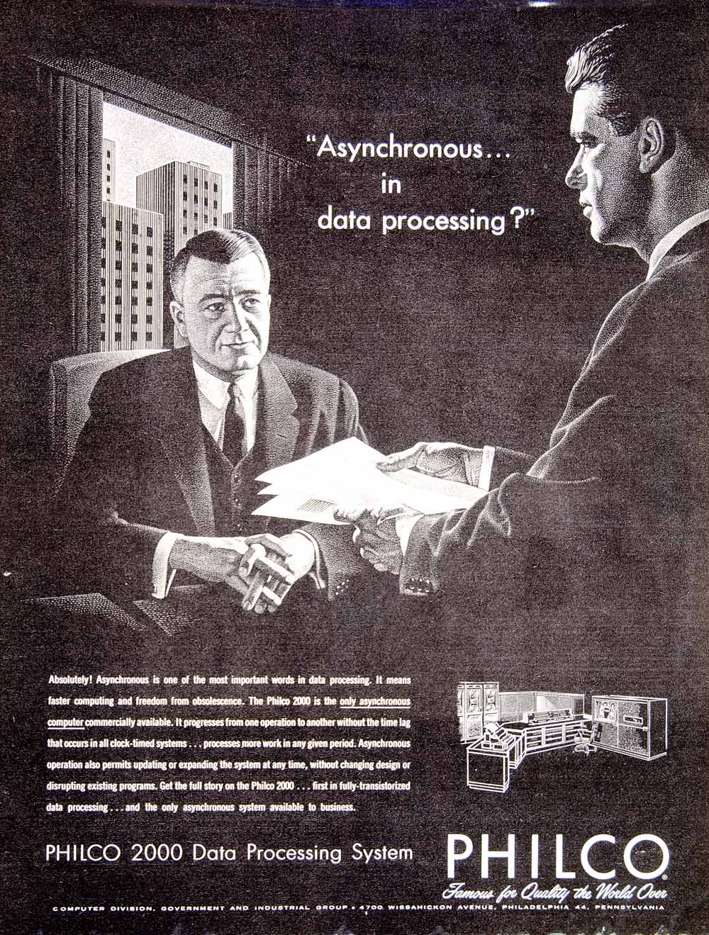 1960 Ad PHILCO 2000 Data Processing System Computer Technology Asynchr ...