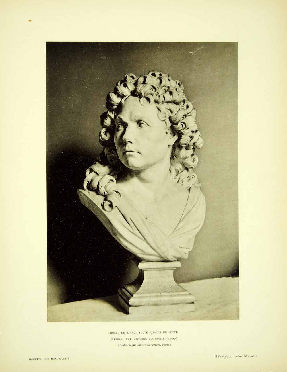 1920 Heliotype Antione Coysevox Architect Robert de Cotte Sculpture St ...
