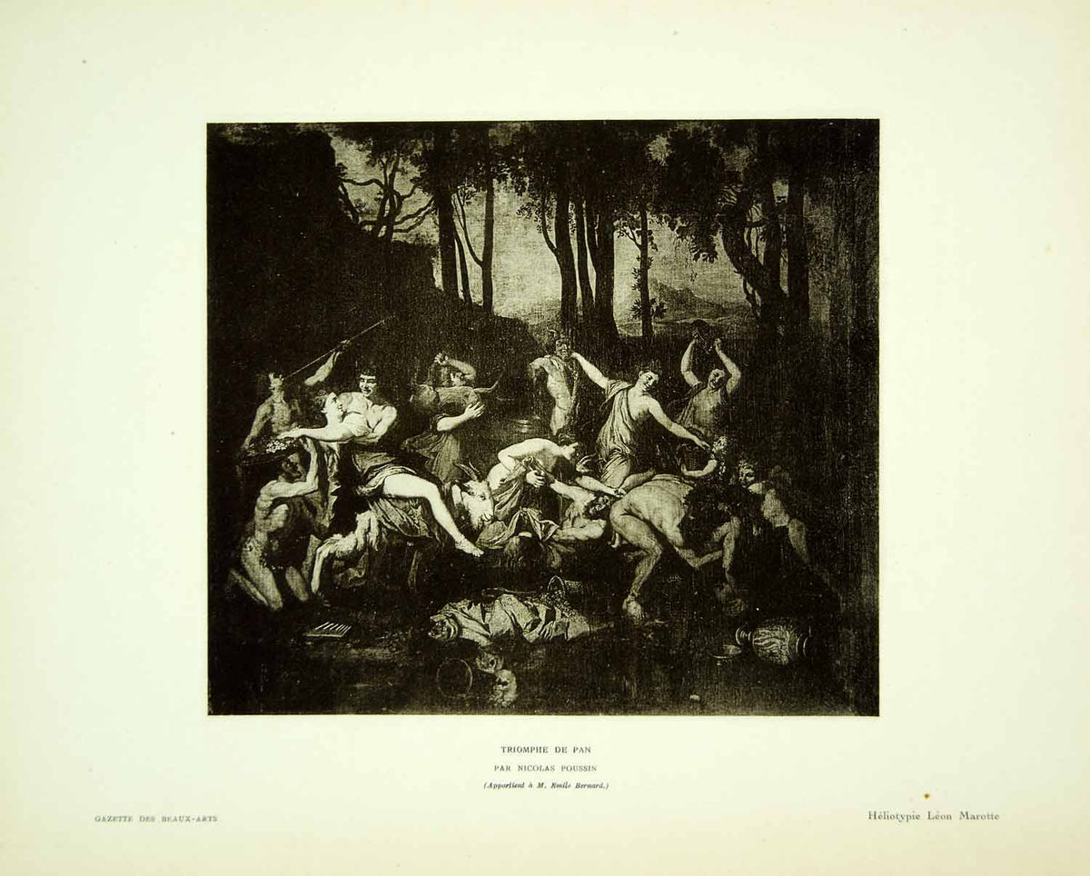 1921 Heliotype Nicholas Poussin Triumph Pan Mythology Greek Nature Sce ...