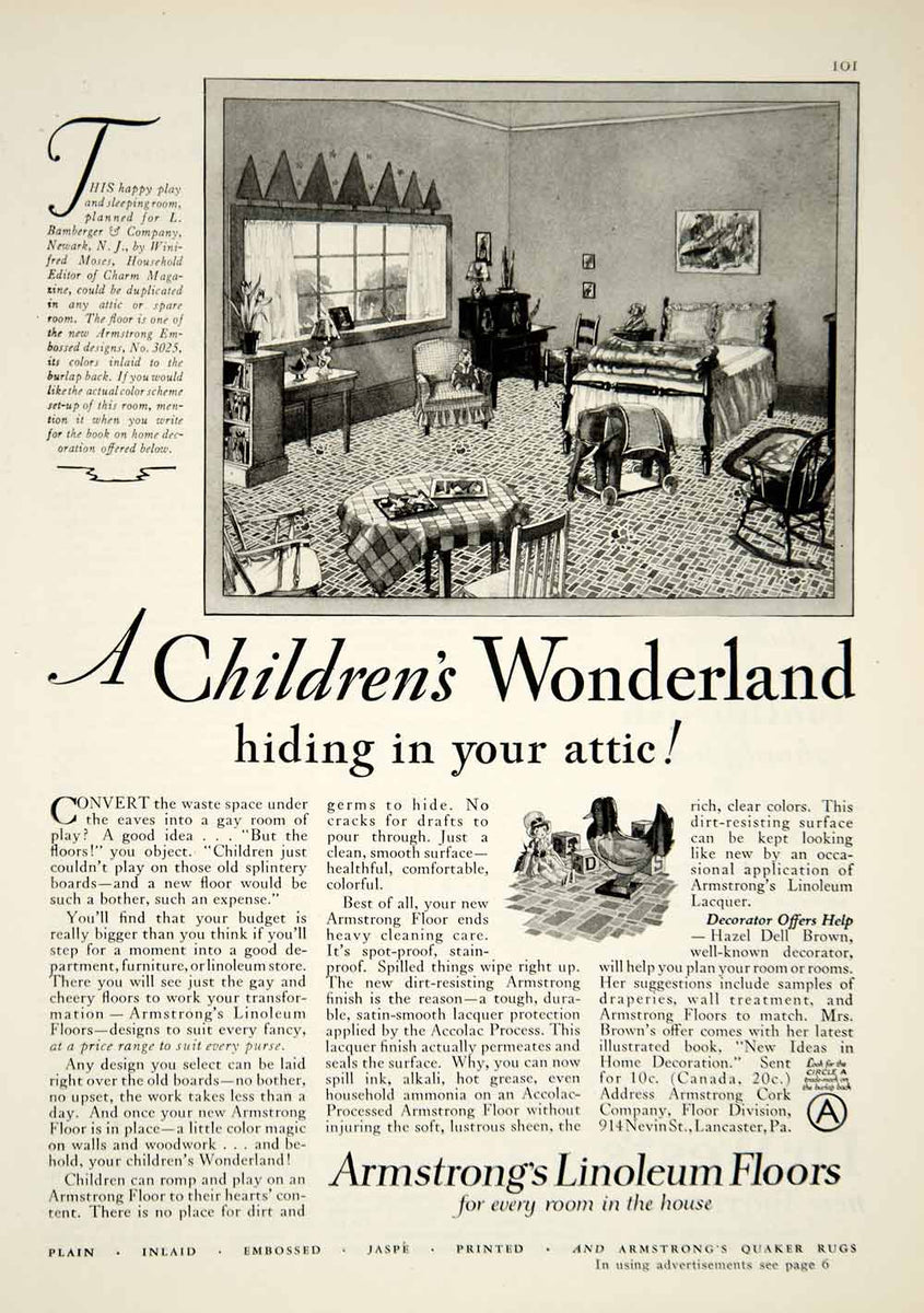 1929 Ad Armstrong Linoleum Floor Household Decor Winifred Moses L Bamb ...