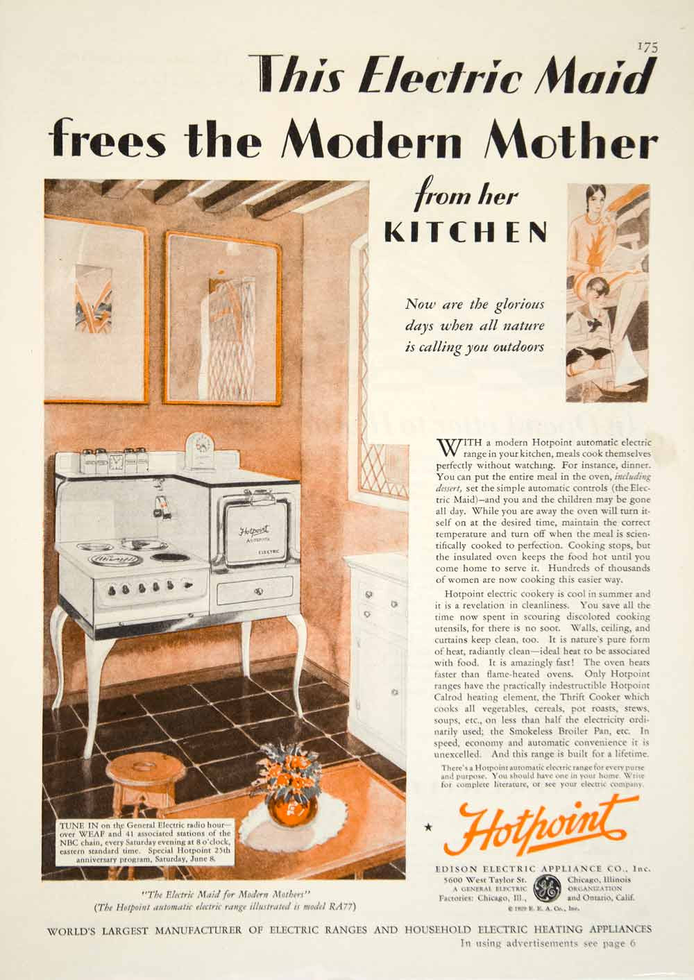 1929 Ad Hotpoint Edison Electric Appliance Chicago Kitchen Automatic S ...