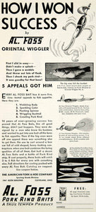 1932 Ad Al Foss True Temper Pork Rind Bait Fishing Oriental Wiggler Lu ...