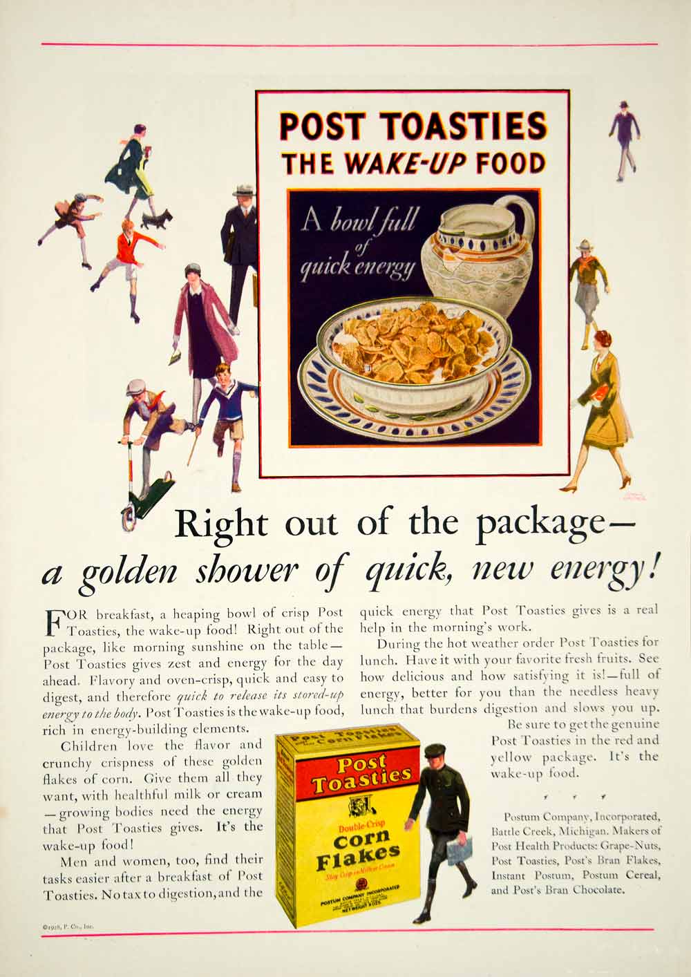 1928 Ad Donald Gardner Post Toasties Corn Flakes Cereal Breakfast Kid ...
