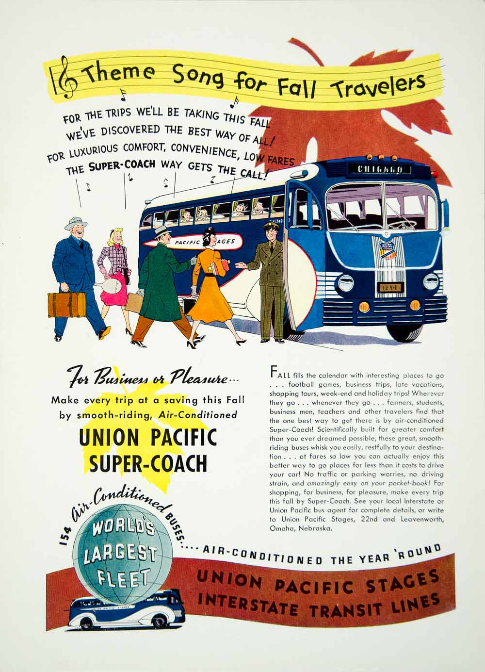 1939 Ad Union Pacific Super-Coach Travel Air-Conditioned Bus Transport ...