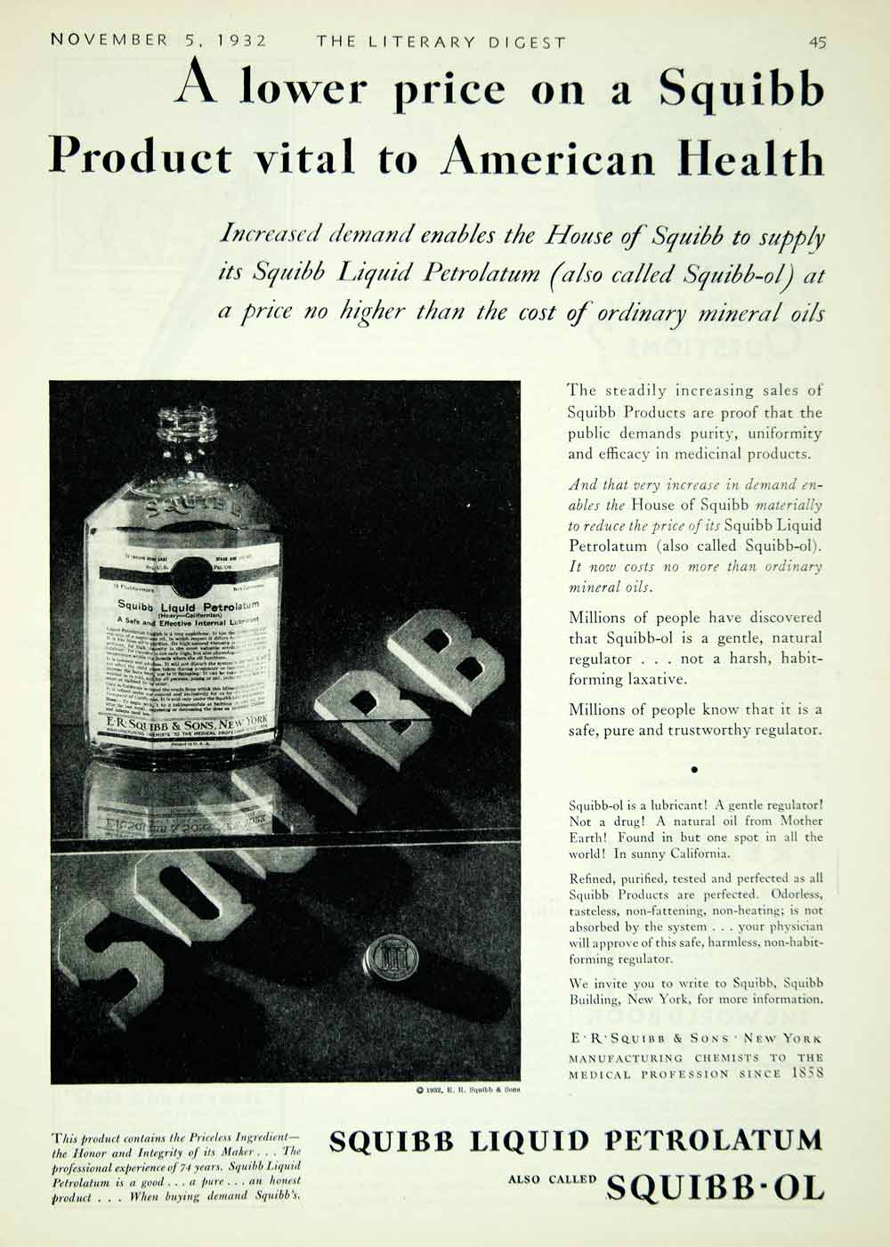 1932 Ad Squibb Liquid Petroleum Automobile Car Transportation Oil YLD5 ...