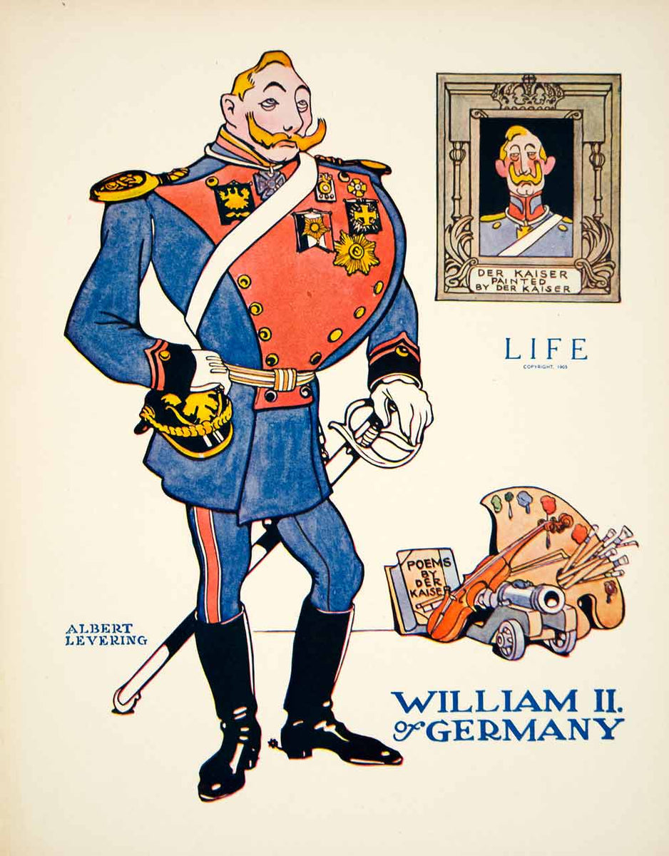 1905 Color Print Albert Levering Art Wilhelm William II German Emperor ...