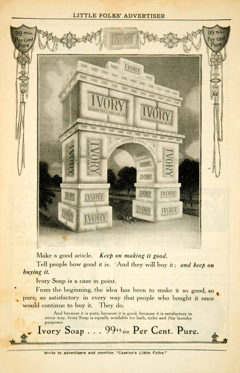 1908 Ad Procter & Gamble Ivory Soap Arc de Triomphe Paris France Healt ...