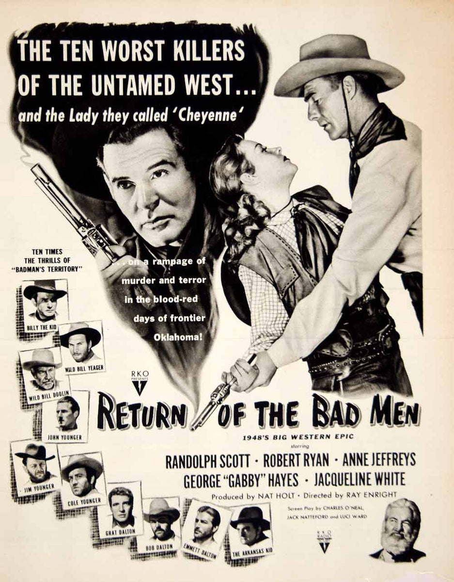 1948 Ad Return of the Bad Men Movie Film Western Randolph Scott RKO Ra ...