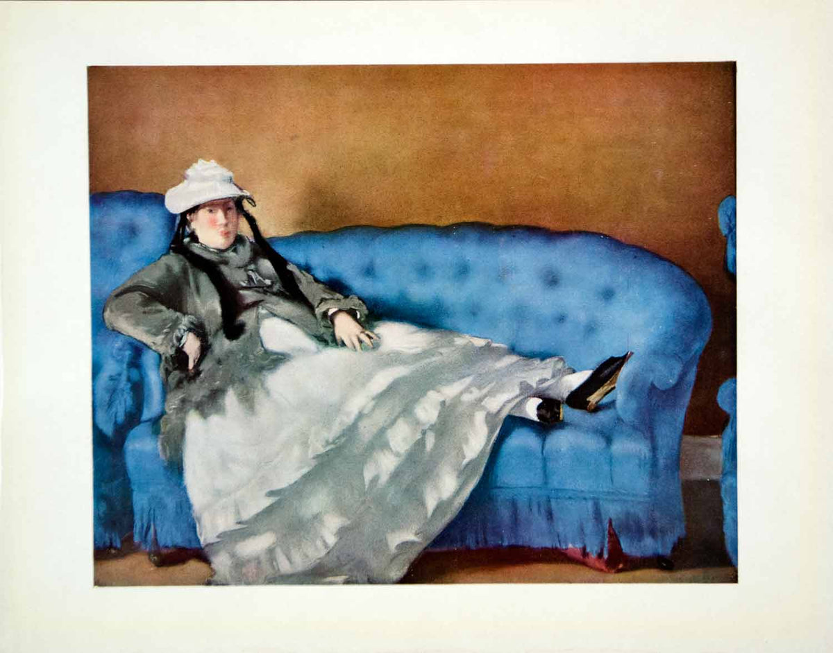 1932 Color Print Edouard Manet Art Portrait Madame Blue Sofa Impressio ...