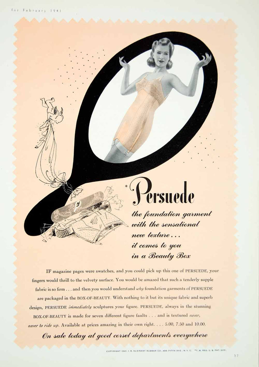 1941 Ad Vintage Persuade Foundation Garment Women Girdle Corset 40's Y ...