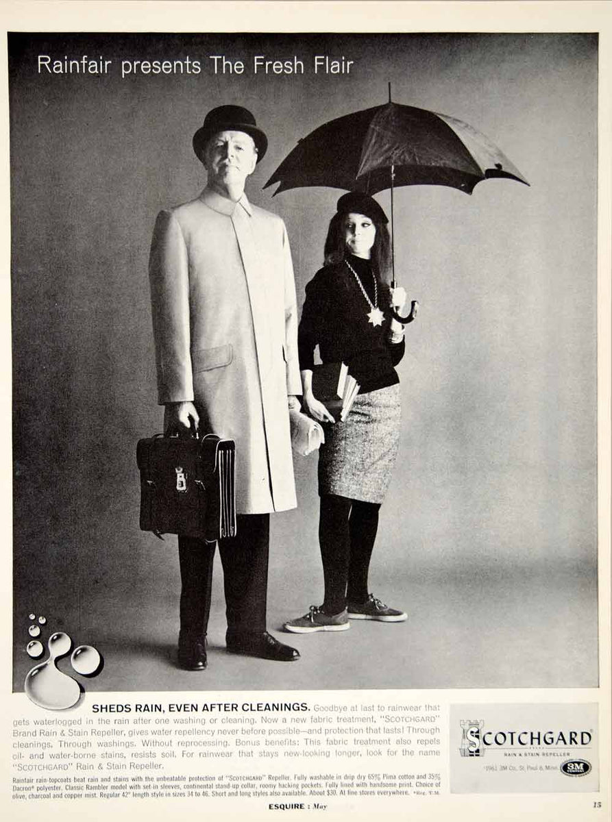 1961 Ad Vintage 3M Scotchgard Rain Stain Repeller Business Man Beatnik ...