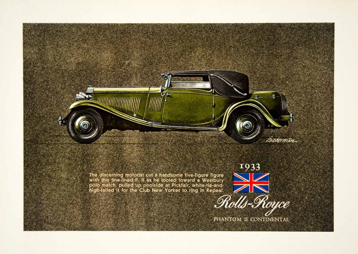 1961 Color Print Jerome Biederman 1933 Rolls-Royce Phantom II Continen ...