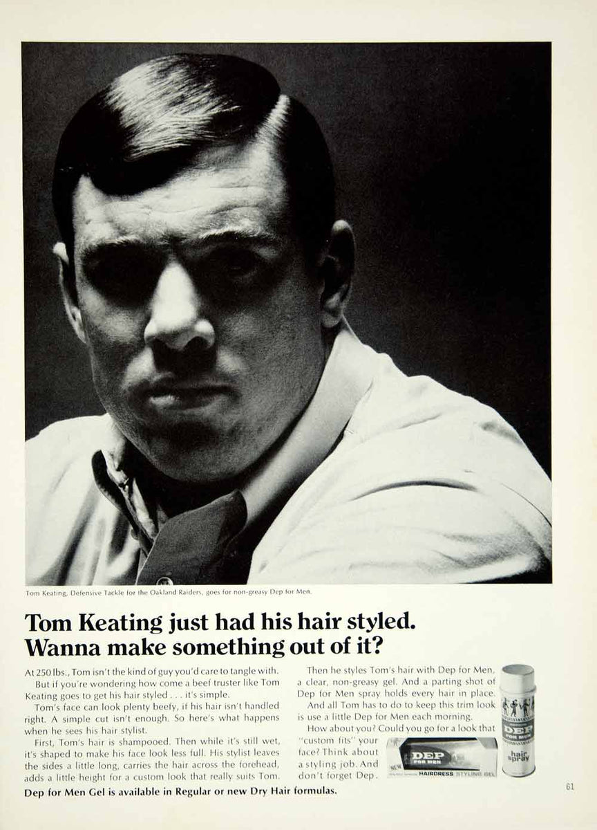 1967 Ad Dep Hair Gel Men Tom Keating Oakland Raiders Football Defensiv ...
