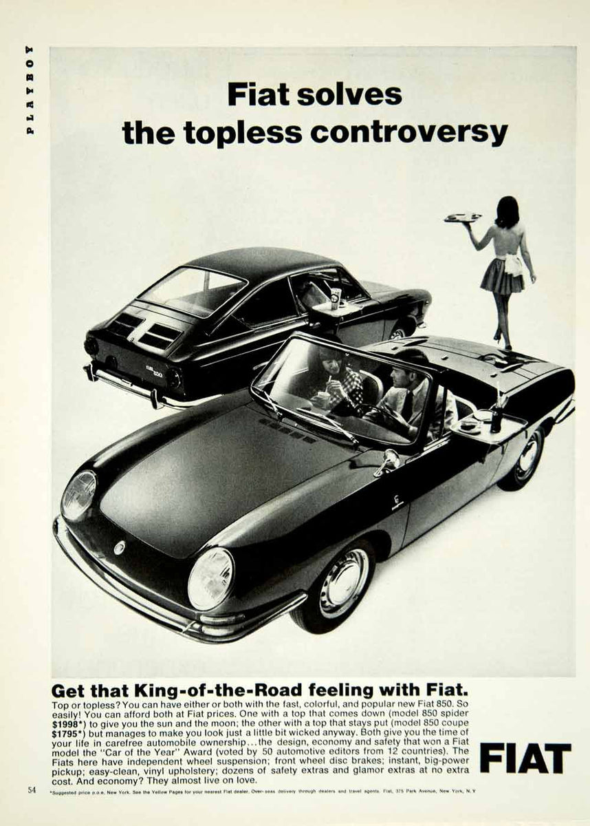 1967 Ad Vintage Fiat 850 Spider Coupe Automobile Import Italian Sports ...