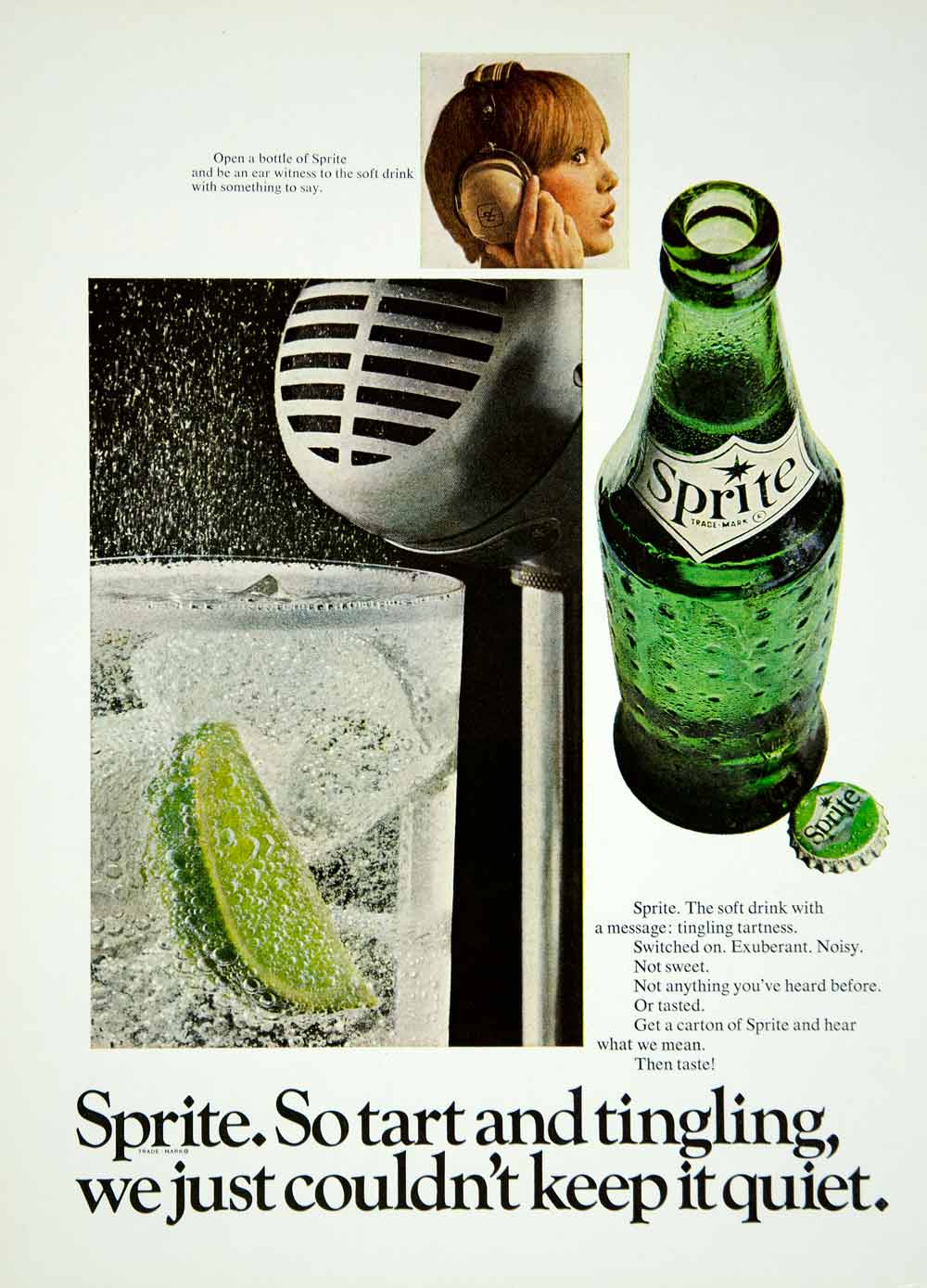 1967 Ad Vintage Sprite Soft Drink Soda Bottle Lemon Lime Tart Tingling ...