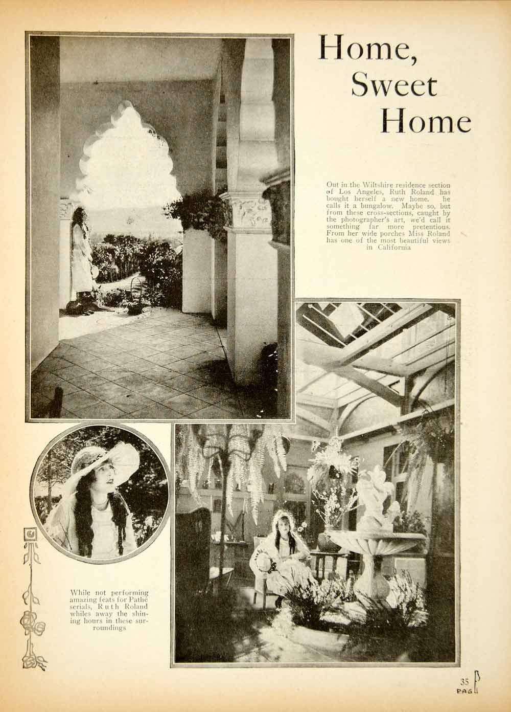1919 Print Home Actress Ruth Roland Los Angeles Wiltshire Arch Porch Y ...