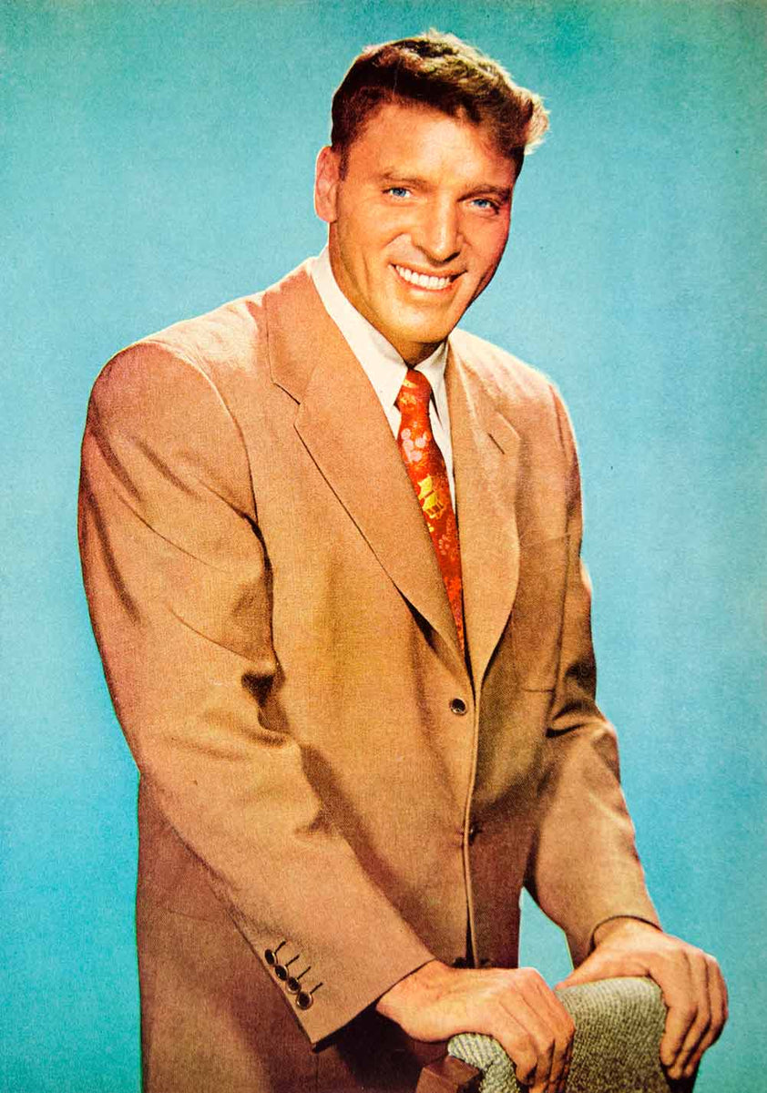 1954 Color Print Portrait Burt Lancaster Hollywood Actor Blue Movie Fi ...