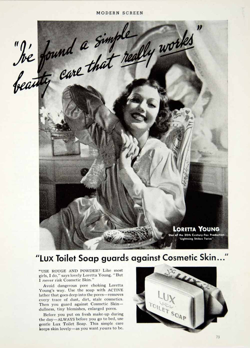 1936 Ad Vintage Lux Toilet Soap Loretta Young Movie Actress Hollywood ...