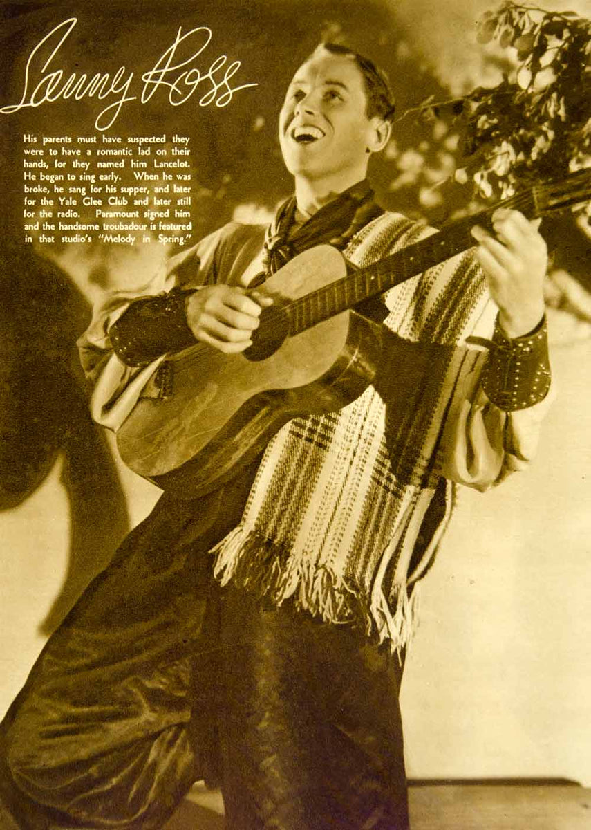 1934 Rotogravure Lanny Ross Movie Film Actor Singer Troubadour Guitar ...