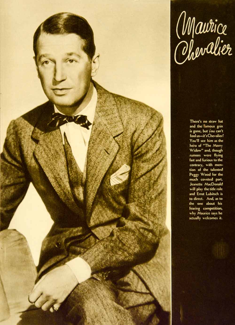 1934 Rotogravure Maurice Chevalier French Movie Film Actor Singer Holl ...