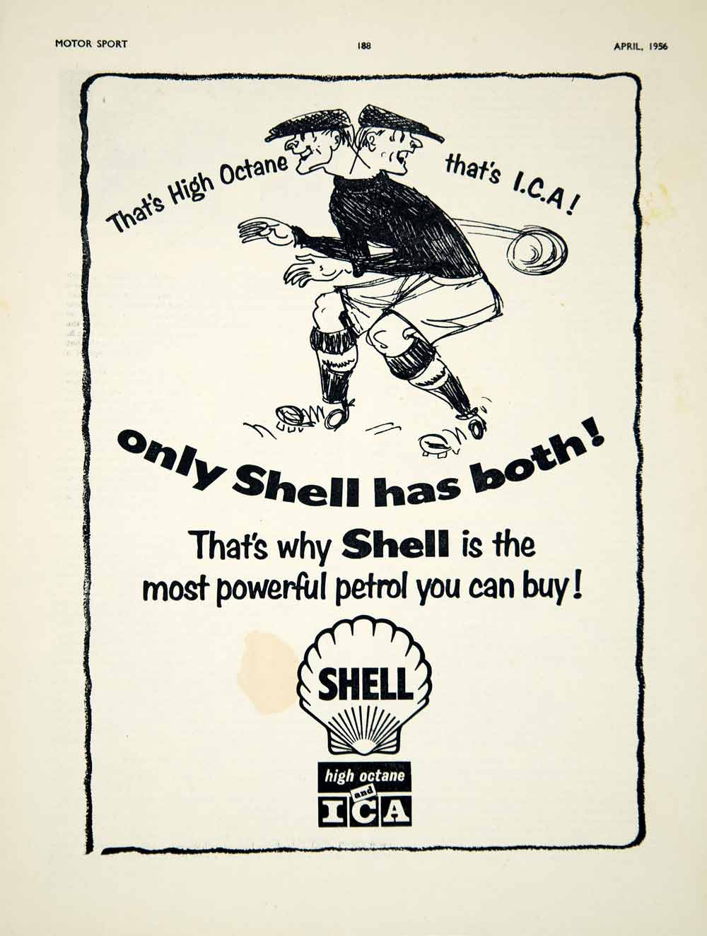 1956 Ad Shell High Octane ICA Motor Oil Petroleum Car Automobile Socce ...
