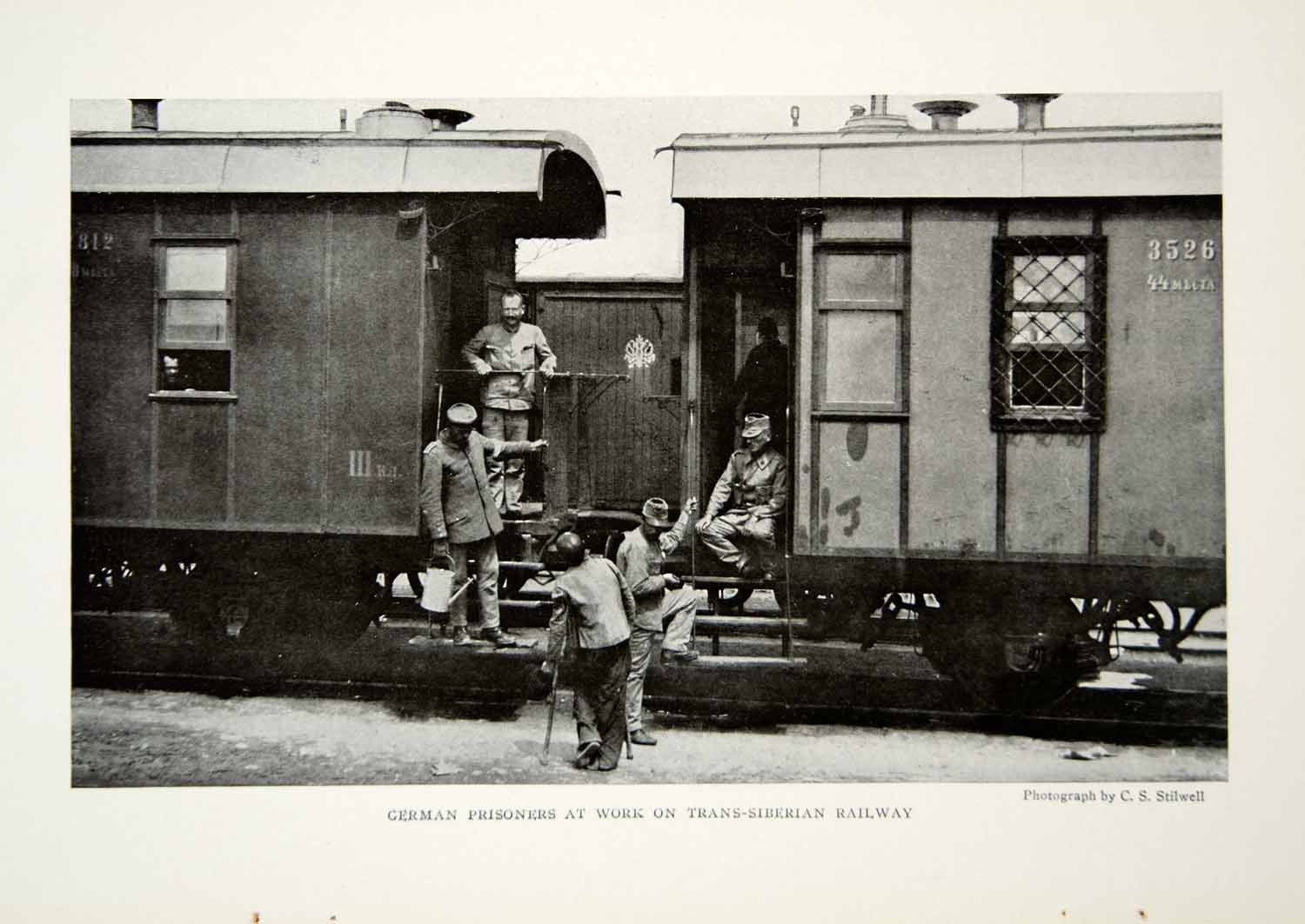 1917 Print World War I German Prisoners Trans Siberian Railway Histori ...