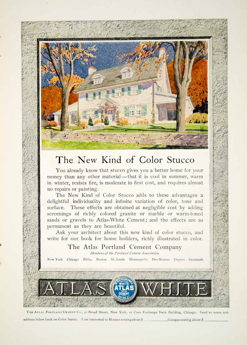 1917 Ad Atlas Portland Cement Company New York Construction Home Build ...