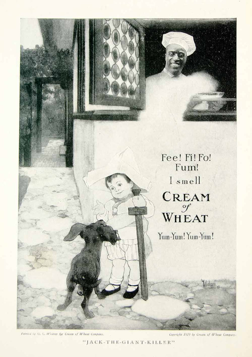 1918 Ad Vintage Cream of Wheat Cereal Chef Rastus Jack the Giant Kille ...
