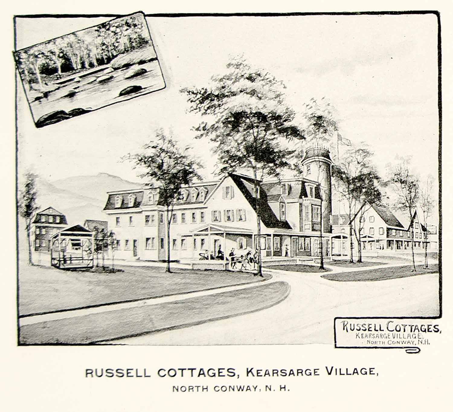 1892 Print Russell Cottages Kearsarge Village North Conway New Hampshi ...