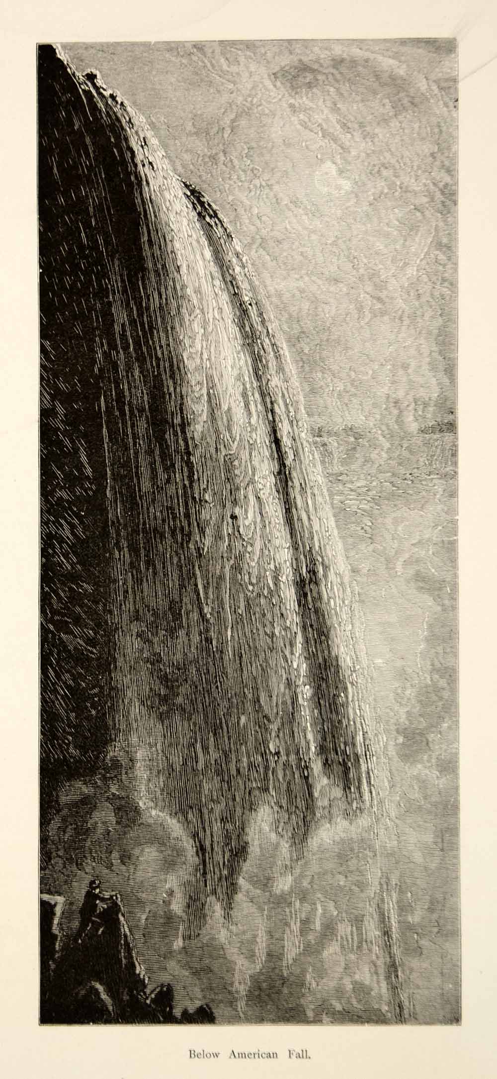 1894 Wood Engraving American Falls Niagara Waterfall Harry Fenn Art An ...