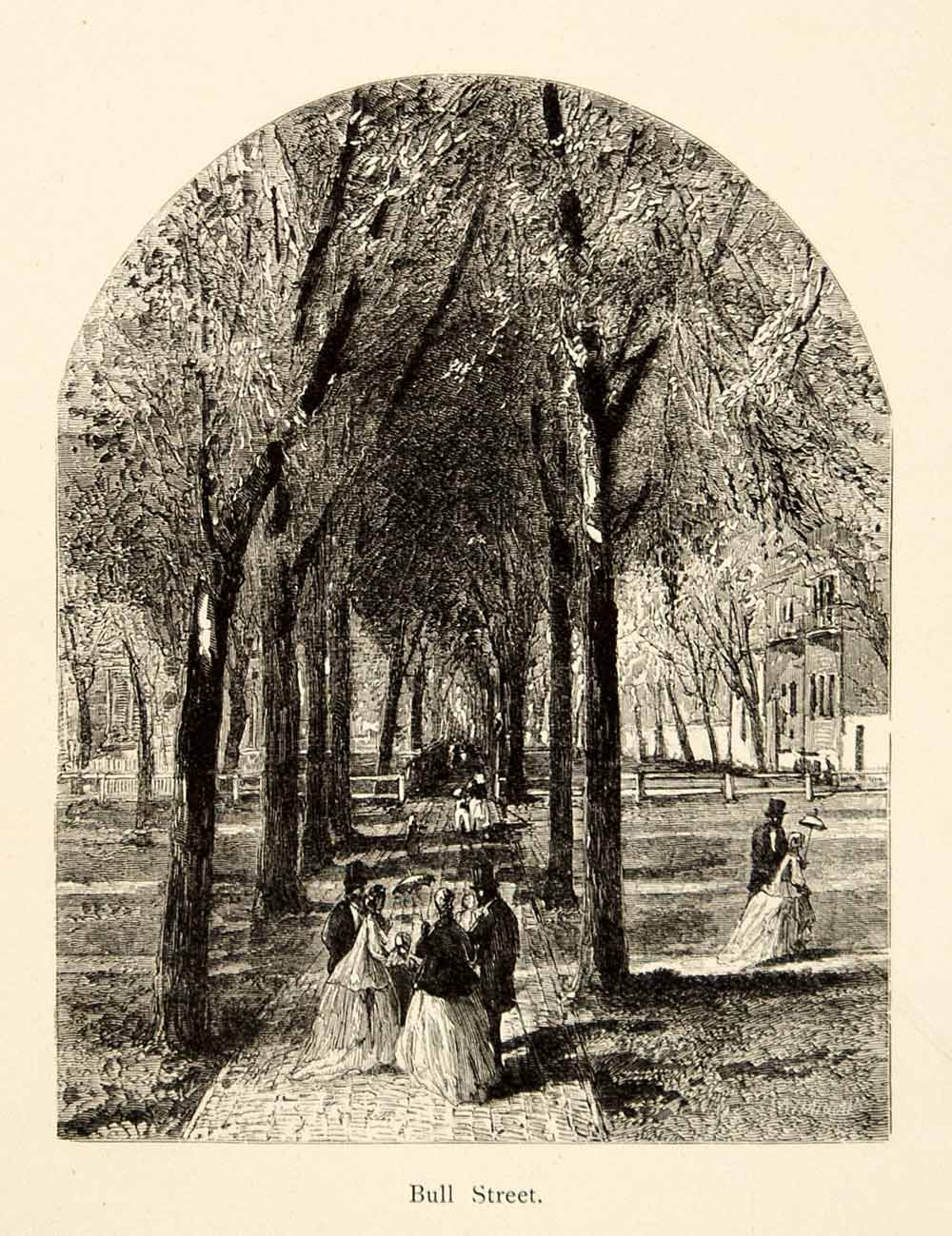 1894 Wood Engraving Savannah Georgia Bull Street Harry Fenn Art Antiqu ...