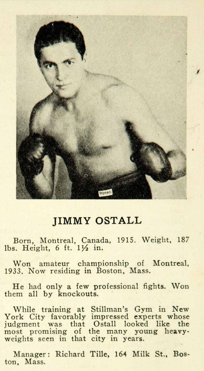 1936 Print Portrait Jimmy Ostall Heavyweight Boxer Athlete Sports YPBR ...