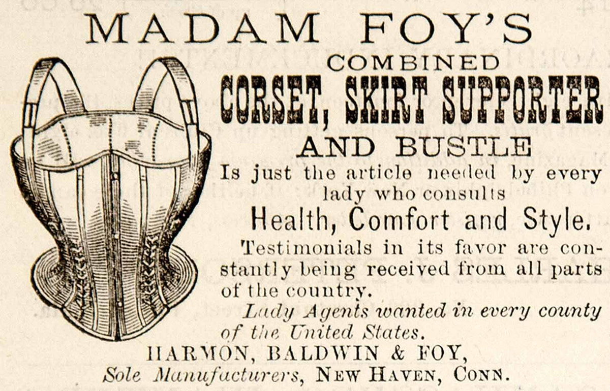 1870 Ad Madam Foy's Corset Skirt Supporter Bustle New Haven CT Victori ...