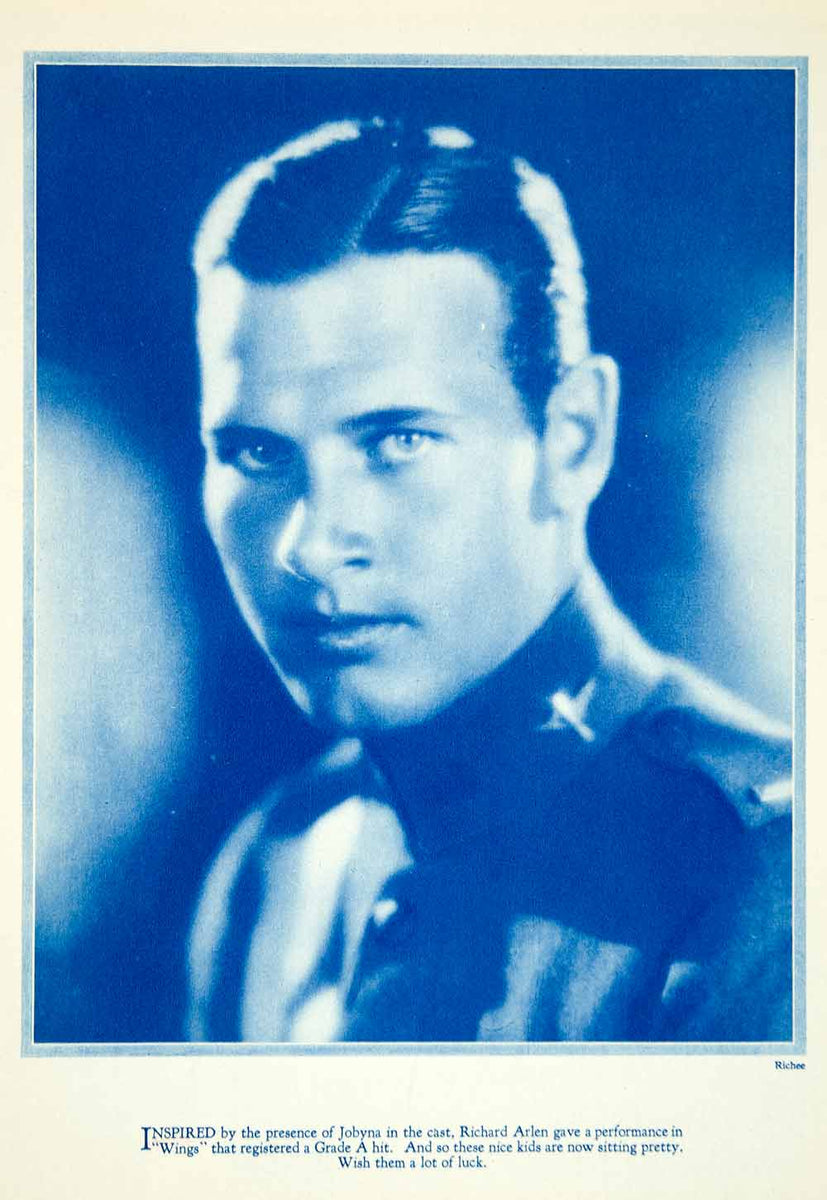 1927 Rotogravure Richard Arlen Portrait Silent Film Actor Wings Movies ...