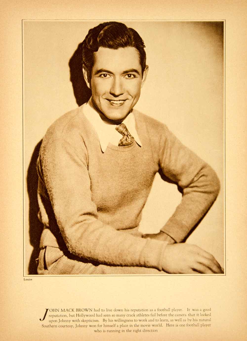 1929 Rotogravure John Johnny Mack Brown Silent Film Movie Actor Hollyw ...