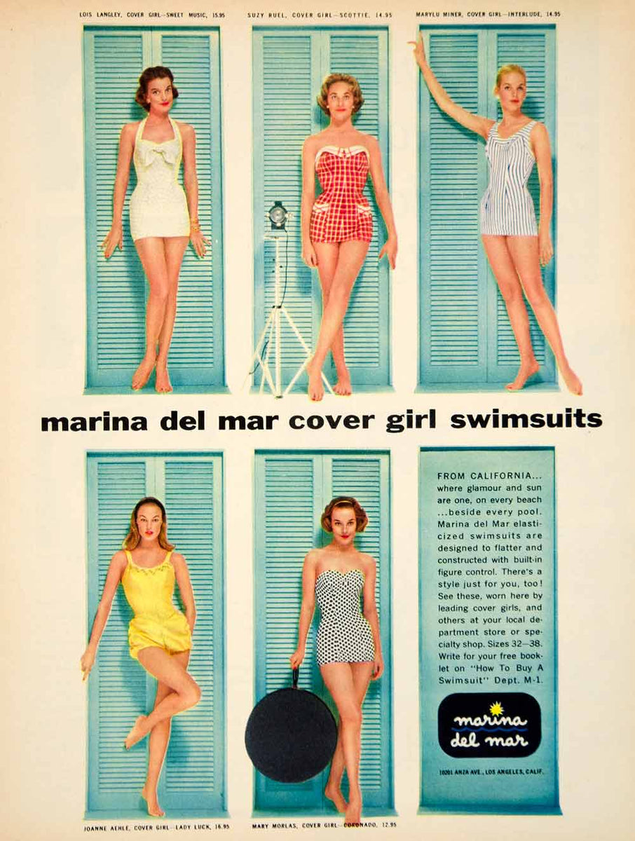 1958 Ad Vintage Marina Del Mar Swimsuit Swim Suit Bathing Swimwear Fas ...