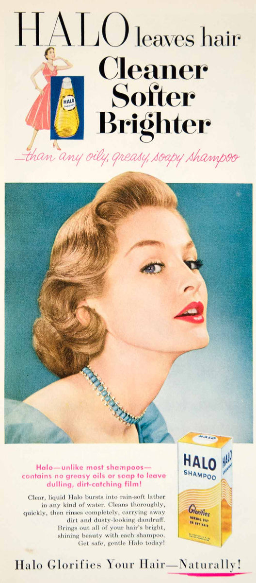 1956 Ad Vintage Halo Shampoo Hair Care Shampooing Beauty Personal Hygi ...