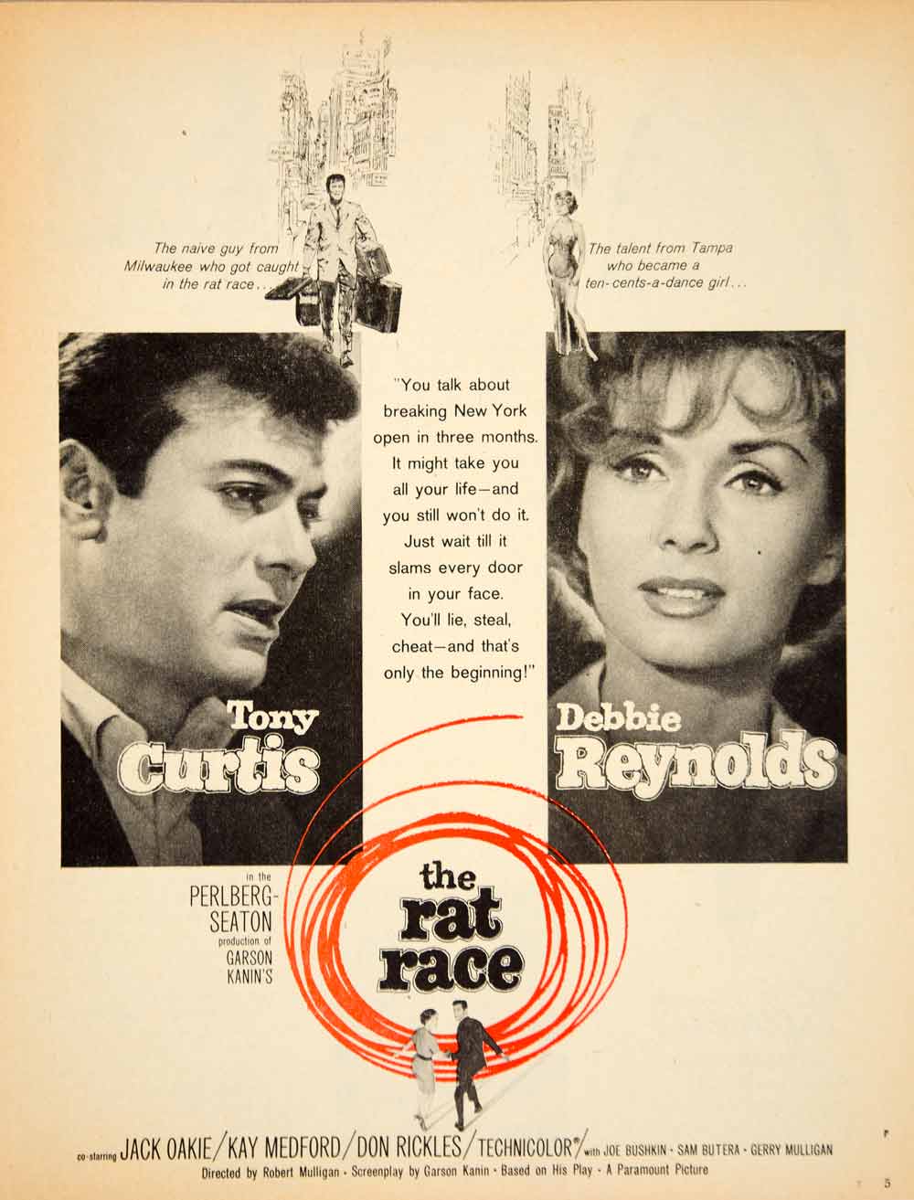 1960 Ad Movie Rat Race Tony Curtis Debbie Reynolds Garson Kanin New Yo ...