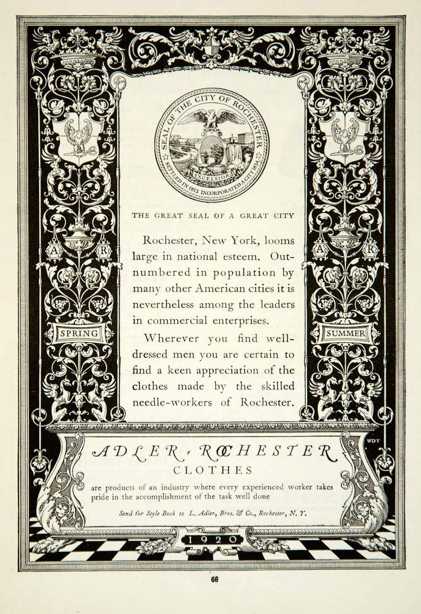 1920 Ad Rochester Clothing Line L. Alder Brothers Company New York Vin ...