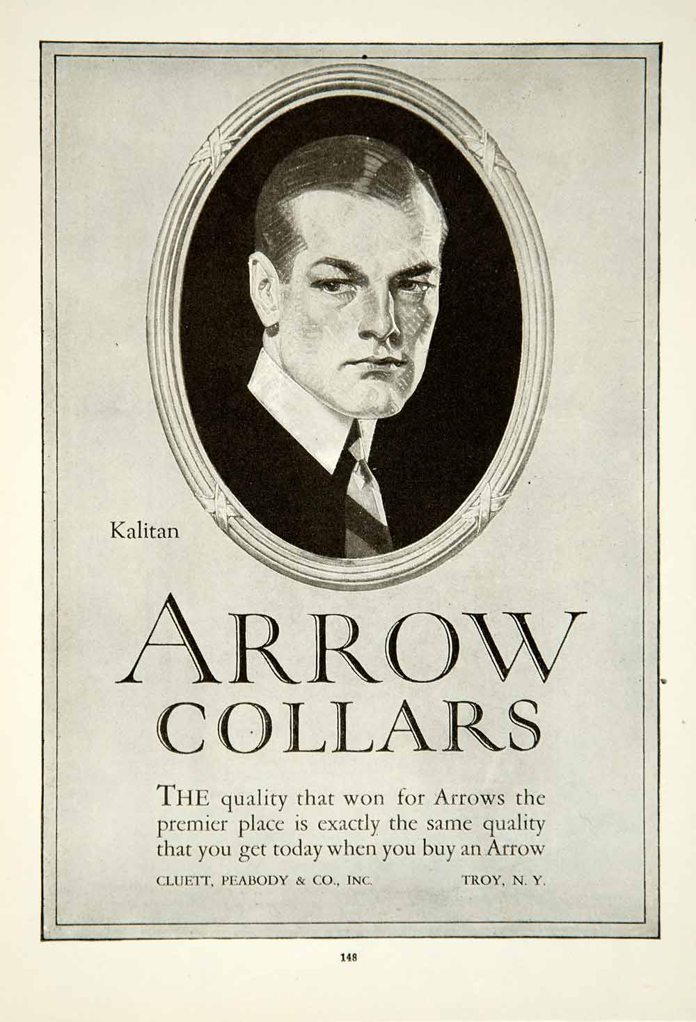 1920 Ad J. C. Leyendecker Man Arrow Collars Kalitan Cluett Peabody Clo ...