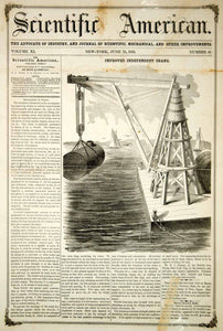 1856 Article Antique Crane Derrick Victorian Invention Scientific Amer ...