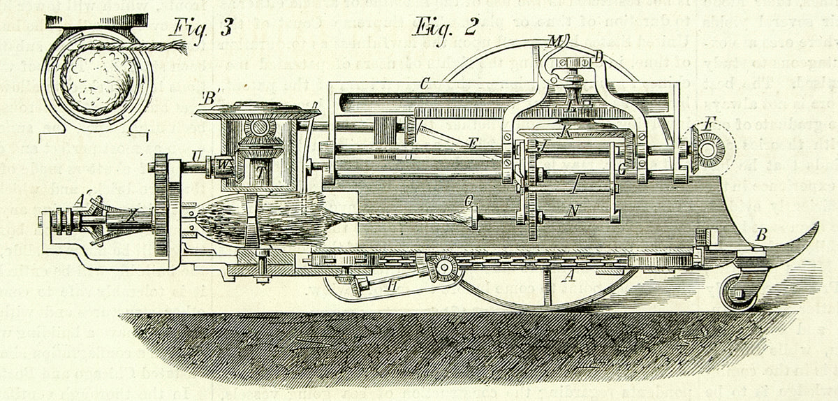 1873 Wood Engraving Antique Harvester Machine Grain Binder Invention H ...