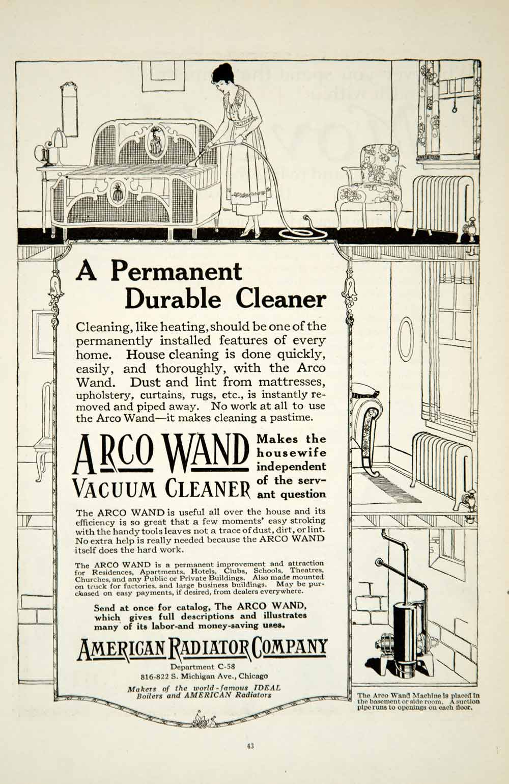 1919 Ad Arco Wand Vacuum Cleaner Household Appliance Art Deco Home Cle ...