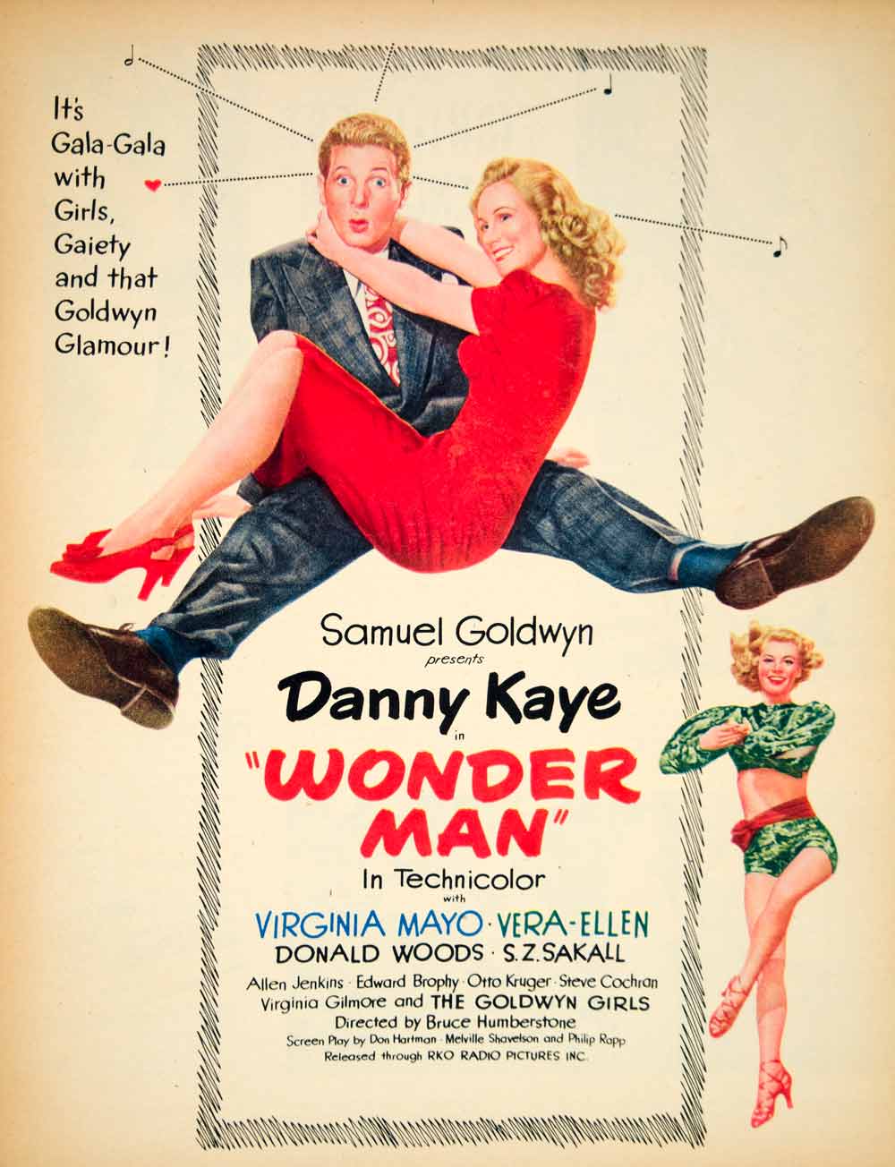 1945 Ad Movie Wonder Man Samuel Goldwyn Danny Kaye Virginia Mayo Comed ...