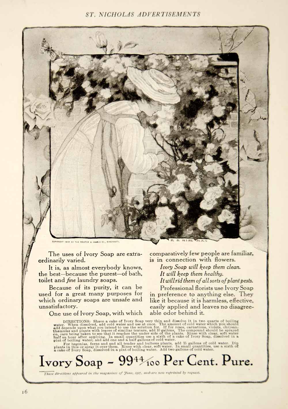 1909 Ad Vintage Ivory Soap Flowers Pests Katharine Richardson Wireman ...