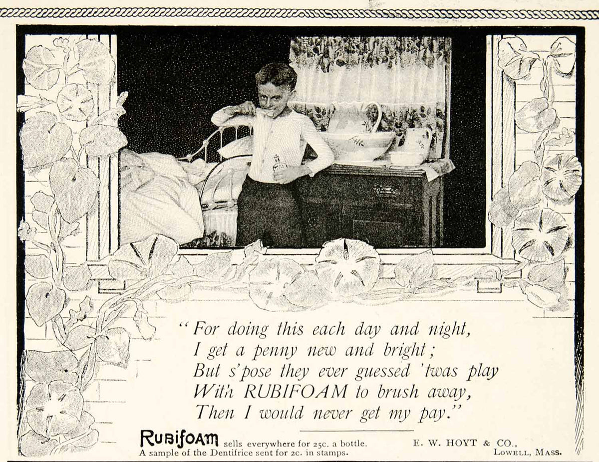1902 Ad Vintage Rubifoam Toothpaste Dentifrice Edwardian Boy Brushing ...