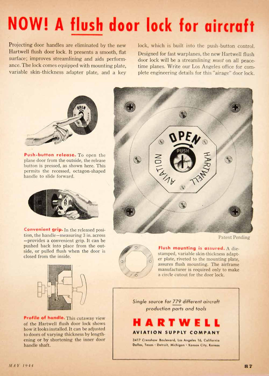 1944 Ad Hartwell Aviation Aircraft WWII Airplane 3417 Crenshaw Blvd Lo ...