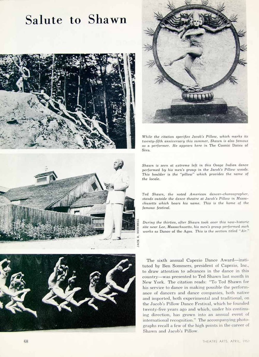 1957 Article Ted Shawn Modern Dance Choreographer Jacobs Pillow Siva C ...