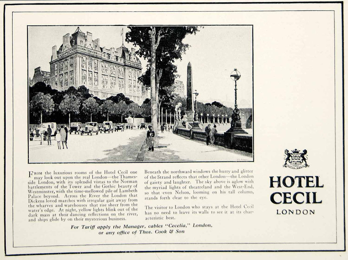 1926 Ad Hotel Cecil London England Architecture Hospitality Cityscape ...